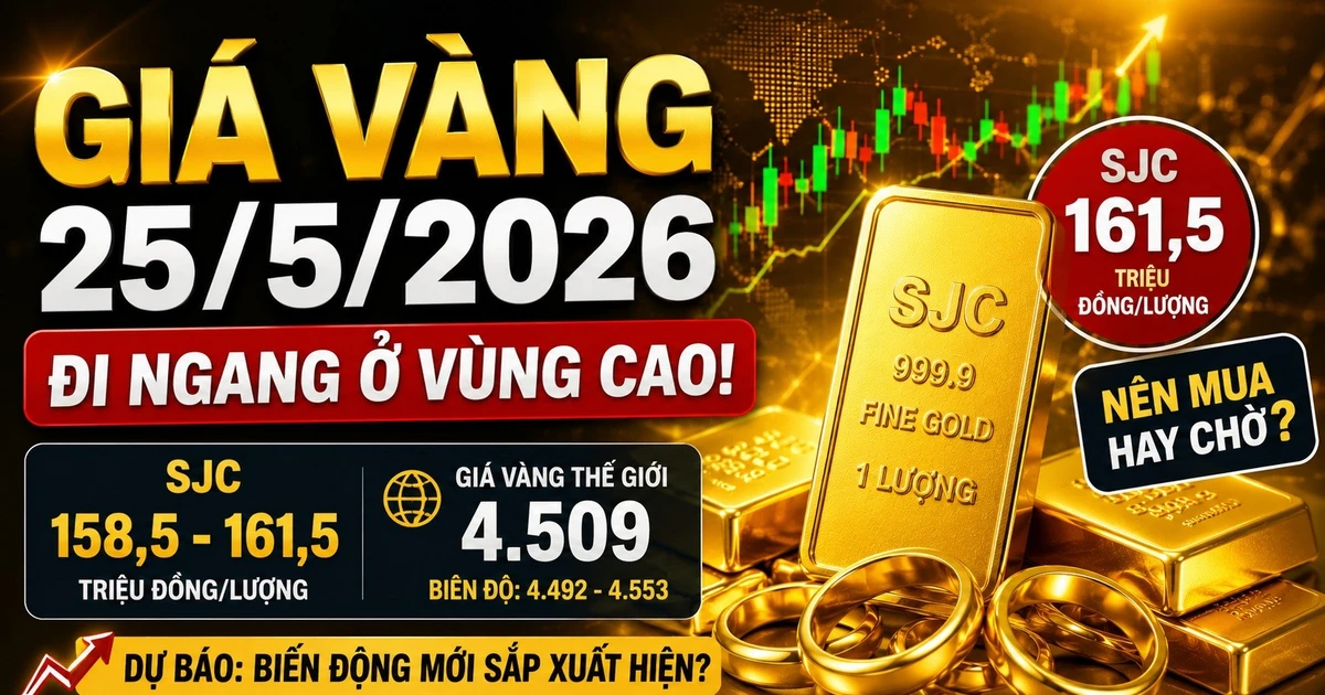 Cập nhật giá vàng SJC, BTMC, DOJI, PNJ sáng hôm nay 25/5/2026